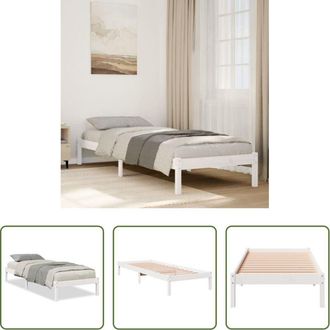 vidaXL vidaXL Massivholzbett - Massivholzbett Extra Lang ohne Matratze Wei&szlig; 90x220 Kiefernholz