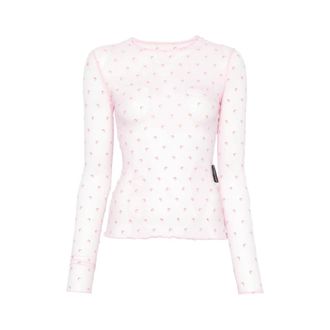 Marine Serre Moon Printed Jersey Long Sleeve Top - - Tops - Damen - Rosa - XS