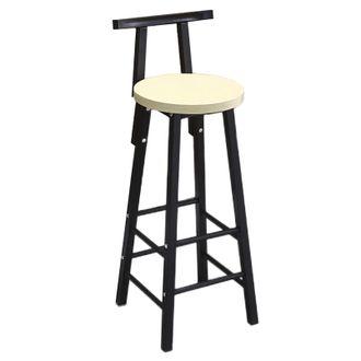 Generic Barhocker aus Massivholz mit R&uuml;cken- und Fu&szlig;st&uuml;tzen, Metallbeine - K&uuml;cheninsel-Esszimmerstuhl f&uuml;r Wohnzimmer, Kneipe, Party - Bequemer Tresenhocker