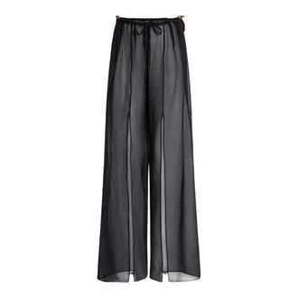 Balmain Pantalon de plage Monogram en mousseline - Femme - Pantalons - Noir - Taille: 42/44 FR