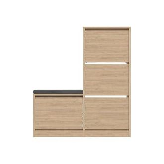 Dmora Schuhschrank Alpherg, Schuhregal, Mehrzweck-Eingangsgarderobe, M&ouml;bel f&uuml;r Schuhe, 105x26 h119 cm, Eiche