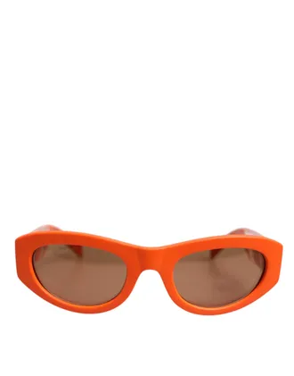 Dolce & Gabbana Womens Gla1361 Oval Frame Rubber Sunglasses Orange Acetate