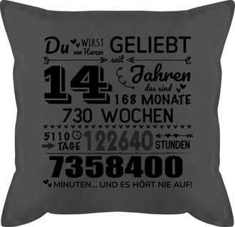 Shirtracer Kissen 50x50-14 Jahre - Du wirst von Herzen geliebt | 14. Geburtstag | 14 Jahre Geburtstagsgeschenke | 14ter Geburtstagsgeschenke f&uuml;r Jungen und M&auml;dch