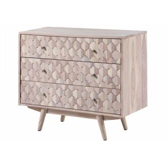 Massivmoebel24 Kommode Akazie 88x42x75 weiß lackiert mosayk 207