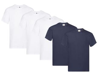 Fruit Of The Loom Herren T-Shirt Original T M L XL XXL 3XL 4XL 5XL auch Farbsets, 3Weiss 2DeepNavy, XXL (5er Pack) + 1HL-Kauf Notizblock