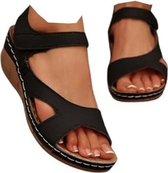 Generic Sandales orthop&eacute;diques larges pour femme avec sangle de cheville et bout ouvert - Semelle souple - Coupe large - Chaussures de plage confortables, Yc 