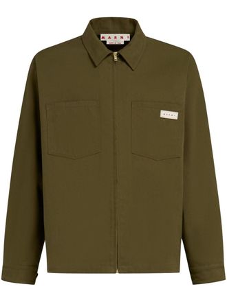 Marni chemise zipp&eacute;e &agrave; patch logo - Vert
