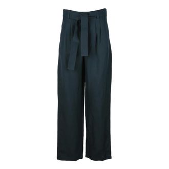 Woolrich Pantalon classique en lin taille haute - Femme - Pantalons - Bleu - Taille: 36 FR