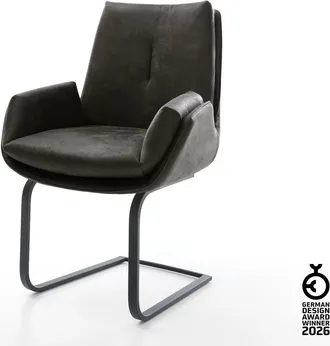 DELIFE Freischwinger Clea-Flex Mikrofaser Anthrazit Vintage Freischwinger flach Schwarz, Esszimmerst&uuml;hle