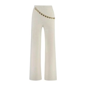 Paco Rabanne Gerade geschnittene Hose mit Kettenhemd-Details - - Trousers - Damen - Wei&szlig; - M