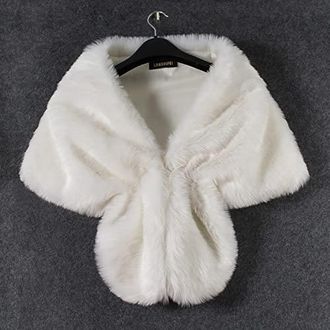 Generic Mode &eacute;l&eacute;gante mari&eacute;e mariage Faux peluche longue ch&acirc;le &eacute;tole &eacute;charpe garder chaud v&ecirc;tements accessoires &eacute;charpe (White, One Size)