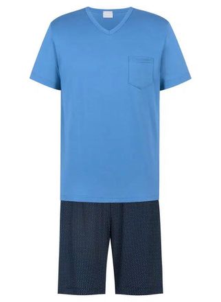 Mey Mey Herren Pyjama blau Reine Baumwolle Gemustert
