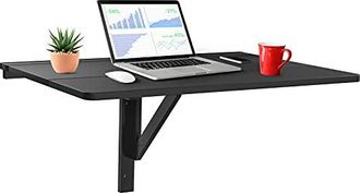 Giantex Giantex Table Pliante Murale, Plateau Rabattable, Bureau Peu Encombrant, Table &agrave; Manger en Bois, Support Informatique Cadre en Bois de Pin, 80 x 60 x 