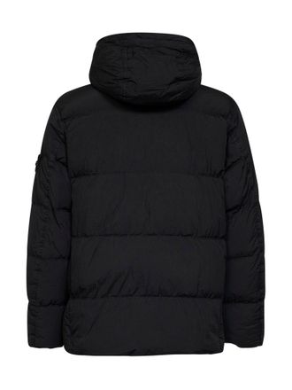 Stone Island Mens Hooded Down Jacket Crinkle Reps Ny Black Polyamide Padded &