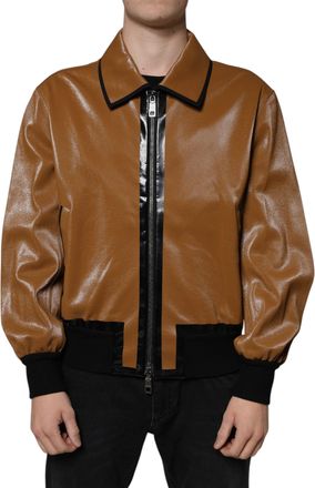 Dolce & Gabbana Leather Bomber Jacket - Brown