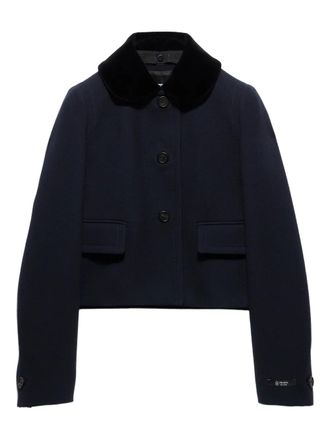 Prada veste &agrave; col en velours - Bleu