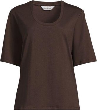 Lands End Supima-Rundhalsshirt, Damen, Größe:48-50 plus, Braun, Baumwolle, by Lands End