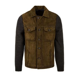 The Jack Leathers Samu Knit 835 Gr&uuml;ne Lederjacke - - Jackets - Herren - Grau - 2XL