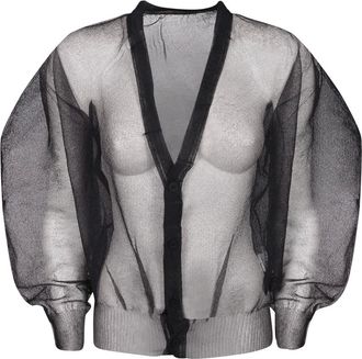 Issey Miyake Femme, Pulls, Noir, Taille: 40 FR Transparent Nylon Cardigan