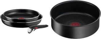 T-fal Ingenio Lot de 2 po&ecirc;les 24/28 cm + poign&eacute;e amovible, Non induction, Rev&ecirc;tement antiadh&eacute;sif & Ingenio Sauteuse 24 cm, Induction, Rev&ecirc;tement antiadh&eacute;sif
