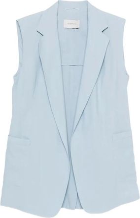 Sportmax Femme, Vestes, Bleu, Taille: 36 FR 206 Gilet &agrave; revers pointus
