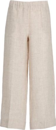 D.exterior Femme, Pantalons, Beige, Taille: 38 FR Pantalon Large en Lin