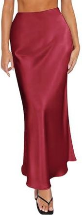 Generic Figurine N Roll Satin avec tour de taille Jupe en tricot Noir, Bordeaux, XL