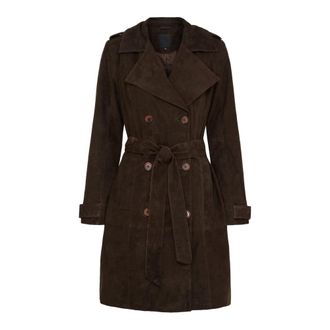 Notyz Klassischer Wildleder-Trenchcoat - - Coats - Damen - Braun - 2XL
