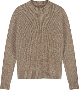 Olaf Hussein Homme, Pulls, Brun, Taille: XL Essential Melange Knitted Crewneck