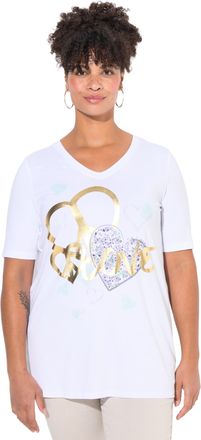 Miamoda Damen gro&szlig;e Gr&ouml;&szlig;en &Uuml;bergr&ouml;&szlig;en Plus Size T-Shirt, A-Linie, Herz-Motiv schneewei&szlig; 56 837460200-56