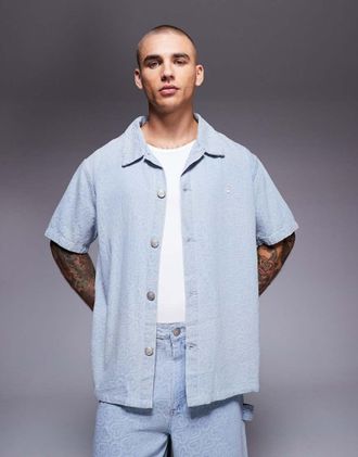 Sixth June Hemd in Blau mit strukturiertem Herzmuster, Kombiteil