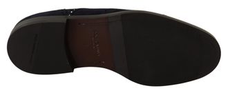 Dolce & Gabbana Mens Blue Suede Leather Derby Studded Shoes