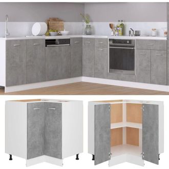 vidaXL Vidaxl - Armoire de plancher dangle gris b&eacute;ton 75,5x75,5x81,5 cm - Mat&eacute;riau agglom&eacute;r&eacute; - 2 &eacute;tag&egrave;res - Dispositif de fixation murale inclus