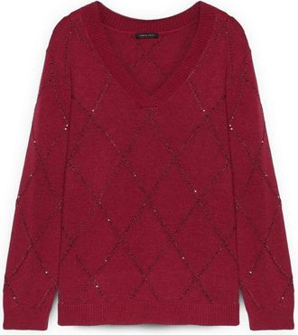 Fiorella Rubino Femme, Pulls, Rouge, Taille: 42 FR Pull avec motif losanges éclatant