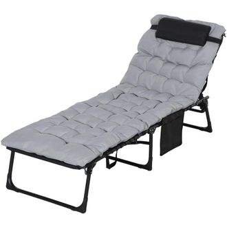 OUTSUNNY Sonnenliege faltbar Gartenliege mit 5-stufige verstellbarer R&uuml;ckenlehne Campingliege mit Tasche mit Kopfkissen Gartenstuhl bis 120 kg,f&uuml;r