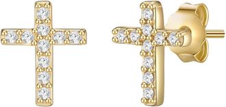 Glanzst&uuml;cke M&uuml;nchen Ohrringe - Sterling Silber Ohrstecker Topas Kreuz - Gr. unisize - in Gold - f&uuml;r Damen