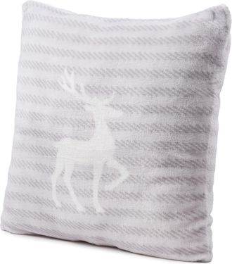 G&ouml;zze Wendekissen Scandic, Dekokissen mit Rentier und Eiskristall, Winterliches Sofakissen aus Mikrofaser, 45 x 45 cm - Creme