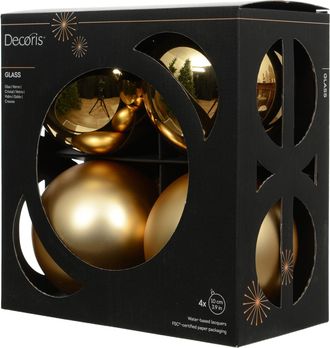 Kaemingk Weihnachtskugeln Glas 10cm 4 Stück - matt & glänzend - Große Christbaumkugeln Weihnachtsbaumkugeln für Weihnachten - Christbaumschmuck & Weihnachtsbau