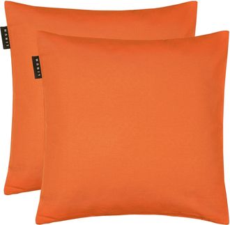 Linum Annabell Elegant Kissenhülle 40x40 cm 2er-Pack, 100% Baumwolle, Maschinenwaschbar, Orange