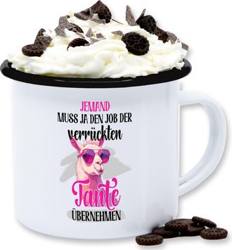 Shirtracer Emaille Tasse Blechtasse - Jemand muss ja den Job der verr&uuml;ckten Tante &uuml;bernehmen I Weihnachtsgeschenke f&uuml;r Tante Geschenke Tanten zu Weihnachten I Ve