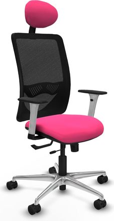 Piqueras y Crespo Palo Zulema Schreibtischstuhl mit wei&szlig;en und schwarzen Armlehnen, h&ouml;henverstellbarer Lendenwirbelst&uuml;tze und festem Kopfteil, ausgestattet mit Syncro/T