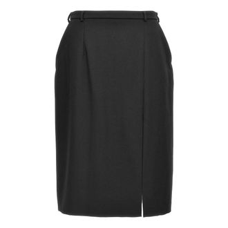 Dolce & Gabbana Femme, Jupes, Noir, Taille: 42 FR Jupe midi en gabardine de laine avec fente