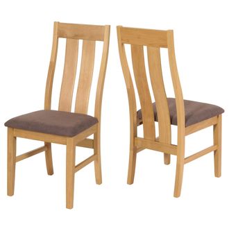 Mendler 2er-Set Esszimmerstuhl HWC-M58, K&uuml;chenstuhl Lehnstuhl Stuhl, Stoff/Textil Massiv-Holz - helles Gestell, Taupe