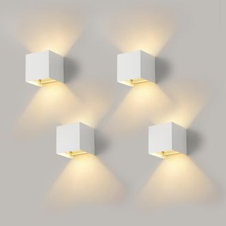 Wilon Wandleuchte Innen Wei&szlig;, 4 St&uuml;ck IP65 Wasserdicht Wandlampe, G9 LED Aussenlampe Wand, Einstellbarer Lichtstrahl, Wandlampe Wohnzimmer, Wandbeleuchtung 