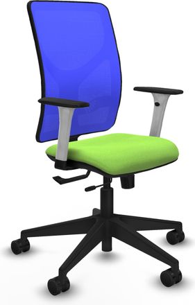 Piqueras y Crespo B&uuml;rostuhl mit schwarzen und wei&szlig;en Armlehnen, h&ouml;henverstellbare Lendenwirbelst&uuml;tze, ausgestattet mit Syncro/Traslack und Schneideschaum, Blau/Pistazie