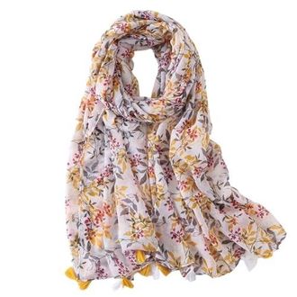 Generic &Eacute;charpe ch&acirc;le en viscose florale 180 cm pour hijab musulman, grande taille, bandeau tendance pour femme, quatre saisons, Couleur 9, taille unique