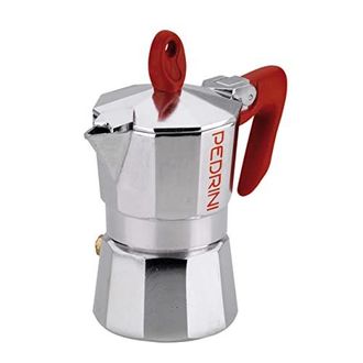 Pedrini Pedrini 9081 Kaffettiera-1 TZ (50 ml), Aluminium, silber / rot, 1 tazza