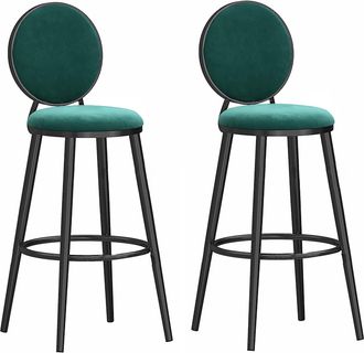 Generic Barhocker, Samt-Tresenhocker, Esszimmerst&uuml;hle mit weicher R&uuml;ckenlehne und Metallbeinen, einfach zu montieren, St&uuml;hle f&uuml;r K&uuml;chentheke/Esszimmer/Hausbar