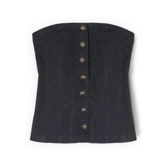 Motivi Denim Bustier Top mit Kn&ouml;pfen - - Tops - Damen - Blau - M