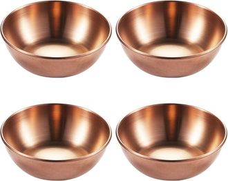 UPKOCH Mini Dipschalen Metall Edelstahl Schälchen Runde Servierschalen Saucenschälchen Gewürzschale Snack Schälchen Obstbehälter für Sojasauce Dip Roségold 4